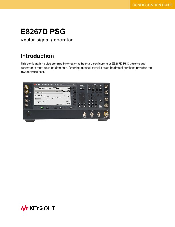 E8267D PSG Vector Signal Generator PDF Asset Page | Keysight